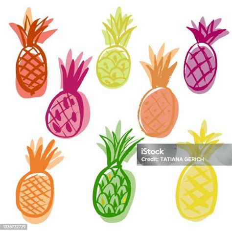 파인애플이 있는 아름다운 매끄러운 패턴으로 모던한 트렌디한 여름 디자인 0명에 대한 스톡 벡터 아트 및 기타 이미지 0명 건강한 식생활 과일 Istock