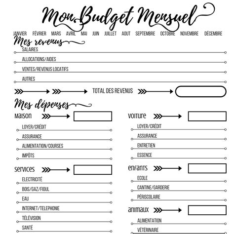 Budget Mensuel à Imprimer Au Format A4 Et A5 Etsy France Budget