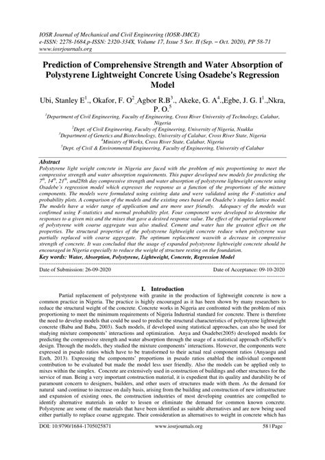 Pdf Prediction Of Comprehensive Strength And Water Absorption Of