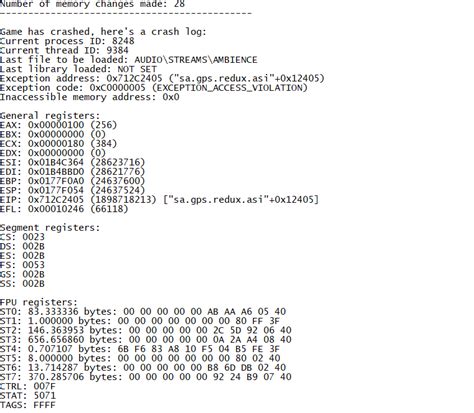 getting the same error exception access violation r sanandreas
