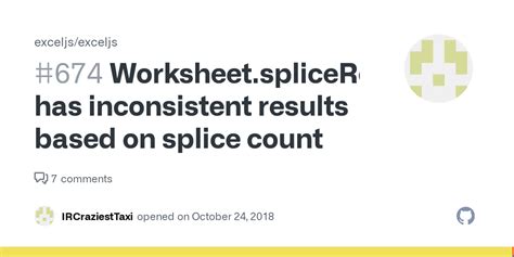 Worksheetsplicerows Has Inconsistent Results Based On Splice Count · Issue 674 · Exceljs
