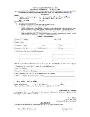 Fillable Online Get Application Form For Duplicate Marks Card And Name ...