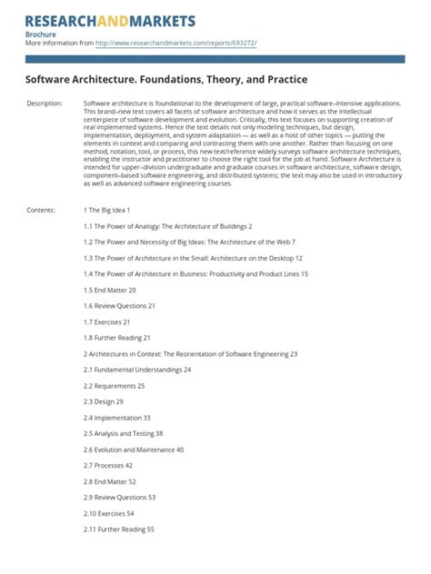 software architecture foundations theory and practice brochure