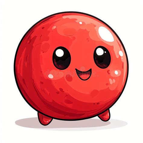 Cute Red Blob Character Illustration Kawaii Style Ai Generated Stock