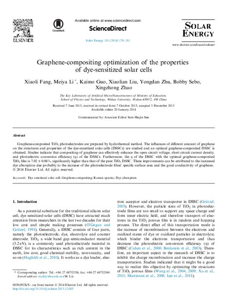 Pdf Graphene Compositing Optimization Of The Properties Of Dye