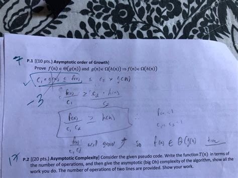 Solved P 1 [ 10 Pts Asymptotic Order Of Growth Prove F N