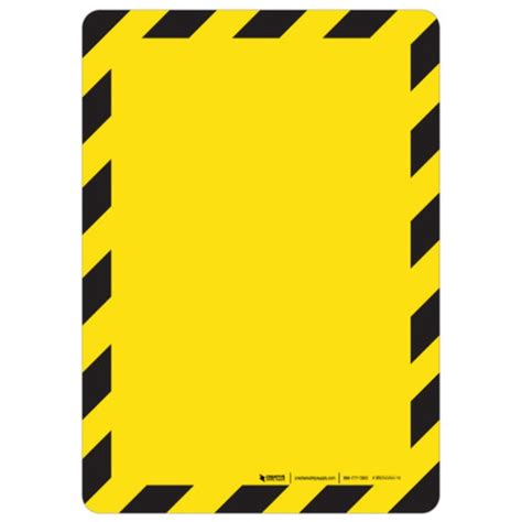 Yellow Black Hazard Lines Blank Portrait Dry Erase Wall Sign Comprehensive Safety Signs