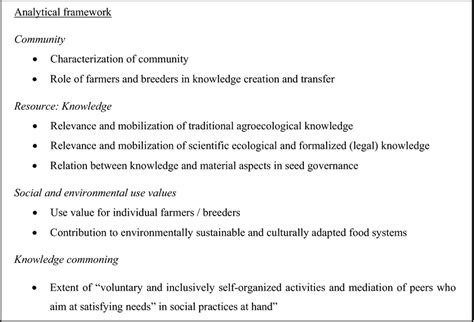 Analytical Categories For Analyzing Knowledge Governance In Seed