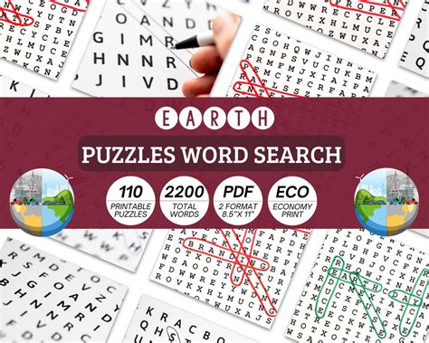 Word Search Puzzle Game Printable Pages For Adults Earth Etsy Australia