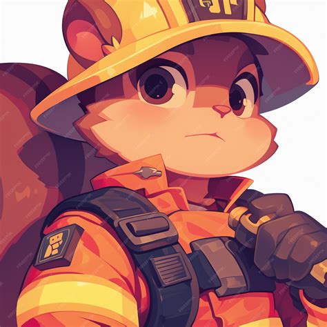 Premium Vector An Agile Squirrel Firefighter Cartoon Style