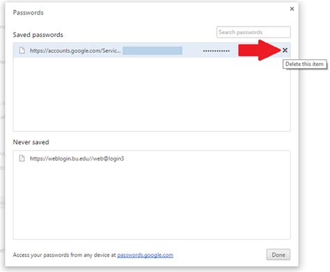 how to remove a saved password from a browser techweb boston university