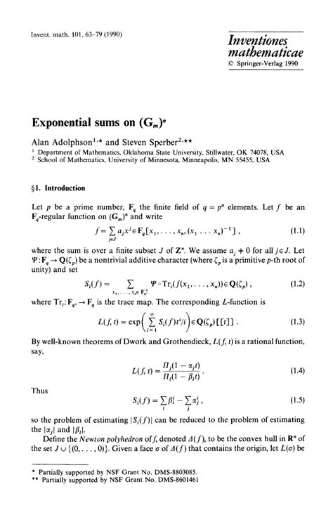 Pdf Exponential Sums On G M N