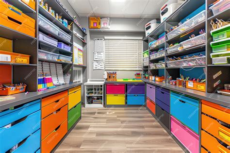 Functional Craft Room With Modular Storage Units And Systematic Labeled Drawers Premium Ai