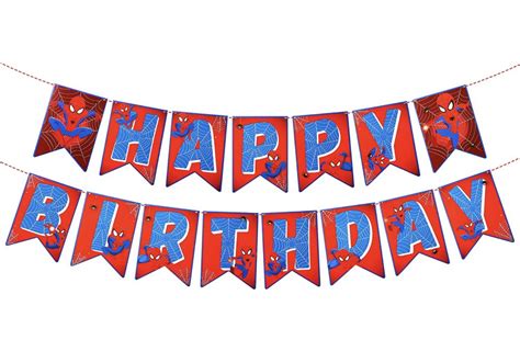 Spider Man Happy Birthday Banner For Superhero Theme Party Decorations