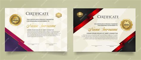 Premium Vector Set Certificate Template With Ribbon Stripes Ornament