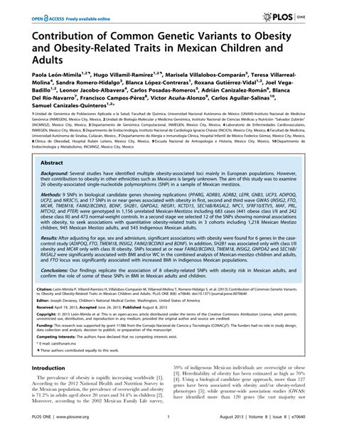 Pdf Contribution Of Common Genetic Variants To Obesity And Obesity