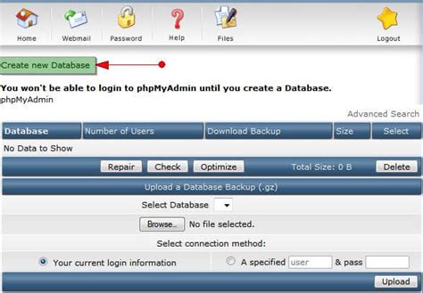 Hướng dẫn tạo Database ESC Nhà đăng ký tên miền