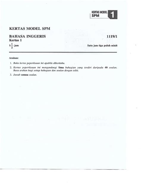 Kertas Model Spm 1 Kertas 1 Pdf