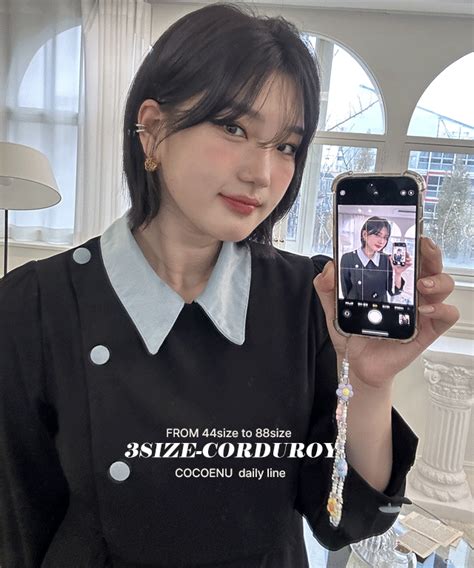 3사이즈 콩단추코듀로이원피스 하객룩 빅사이즈 올드머니룩 상견례 결혼식 에이블리