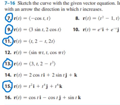 solved 7 16 sketch the curve with the given vector equation