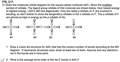 Solved [1ol Q18 1 Draw The Molecular Orbital Diagram For The Square Planar Molecule Xef4