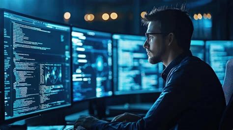 Network Security Analyst Using Advanced Ai Tools For Monitoring Cybersecurity Network Monitoring