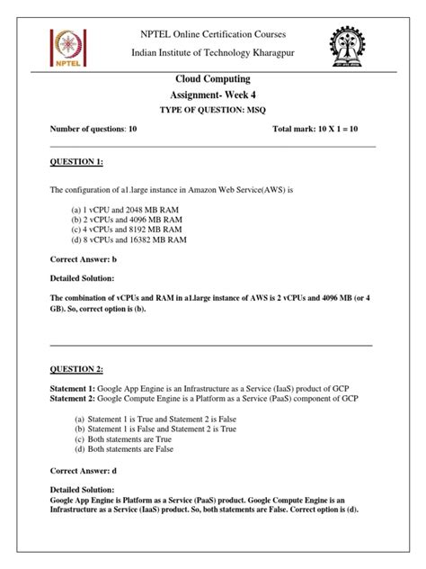 nptel cc assignment 4 pdf platform as a service cloud computing