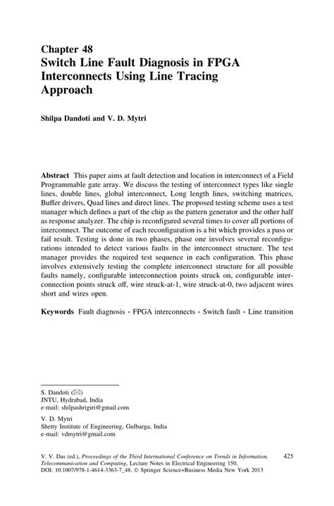 Pdf Switch Line Fault Diagnosis In Fpga Interconnects Using Line Tracing Approach