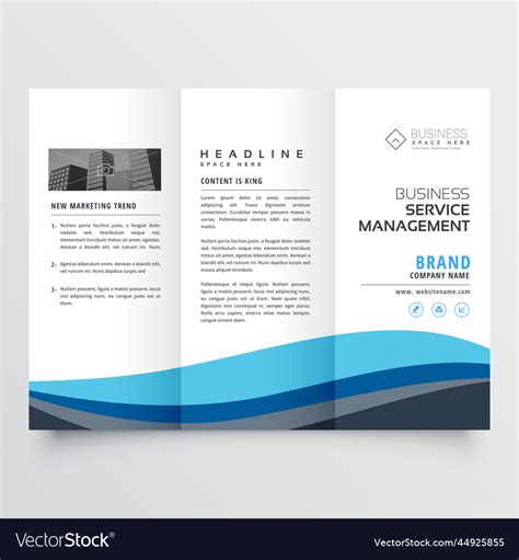 Modern Trifold Leaflet Brochure Design In Blue Vector Image