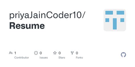 GitHub PriyaJainCoder Resume