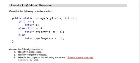Solved Exercise 3 3 Marks Recursion Consider The Following