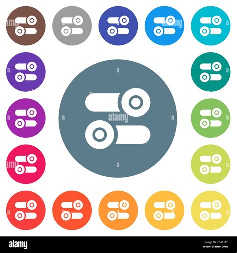 Toggle Switches Flat White Icons On Round Color Backgrounds 17 Background Color Variations Are