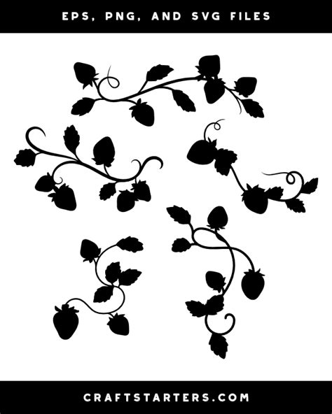 Strawberry Vine Silhouette Clip Art