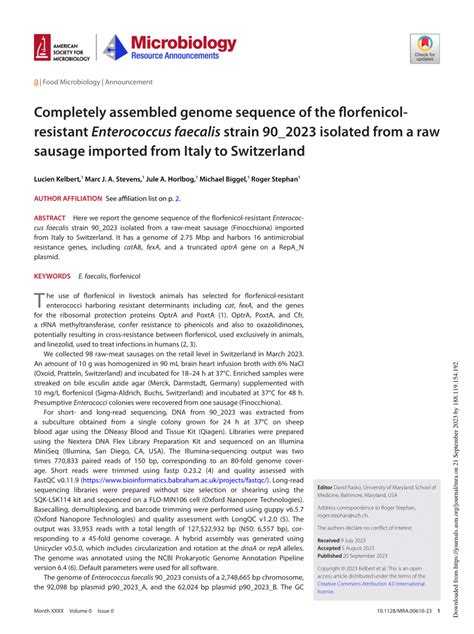 Pdf Completely Assembled Genome Sequence Of The Florfenicol Resistant Enterococcus Faecalis