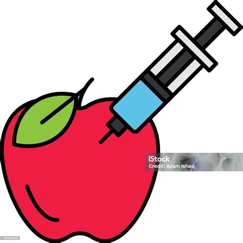 유전자 변형 유기체 개념 생체 공학 과일 벡터 컬러 아이콘 디자인 생화학 기호 생명 공학 및 생화학 기호 과학 및 엔지니어링