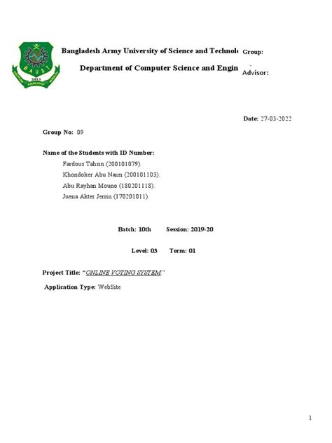 Online Voting System Project Proposal Report Pdf