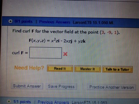 solved find curl f for the vector field at the point 3 9