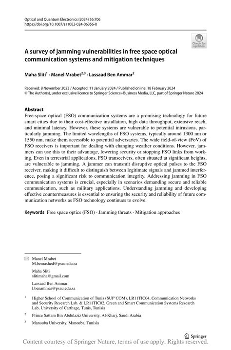 A Survey Of Jamming Vulnerabilities In Free Space Optical Communication