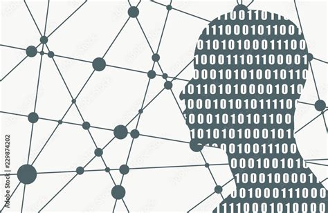 Silhouette Of A Man Head Textured By Binary Code Scientific And Technology Background
