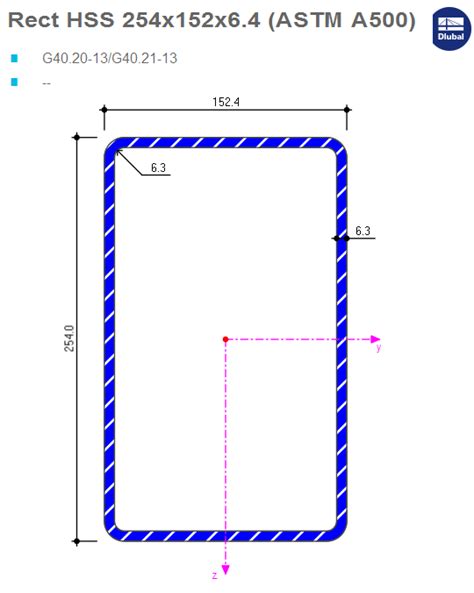 Rect Hss 254x152x64 Astm A500 Cisc 12 Cross Section Properties