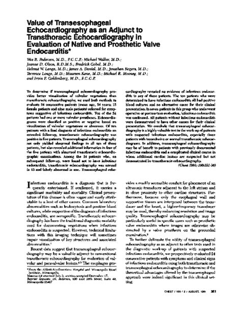 Pdf Value Of Transesophageal Echocardiography As An Adjunct To Transthoracic Echocardiography