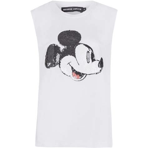 Markus Lupfer White Sequin Mickey Mouse Tank Top Markus Lupfer