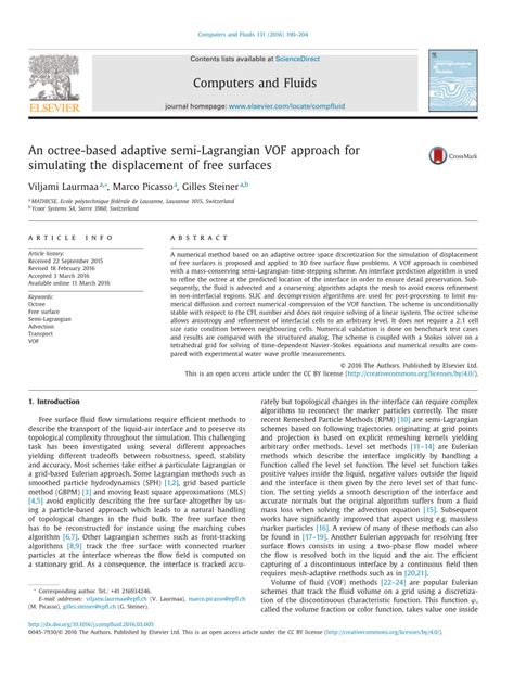 Pdf An Octree Based Adaptive Semi Lagrangian Vof Approach For