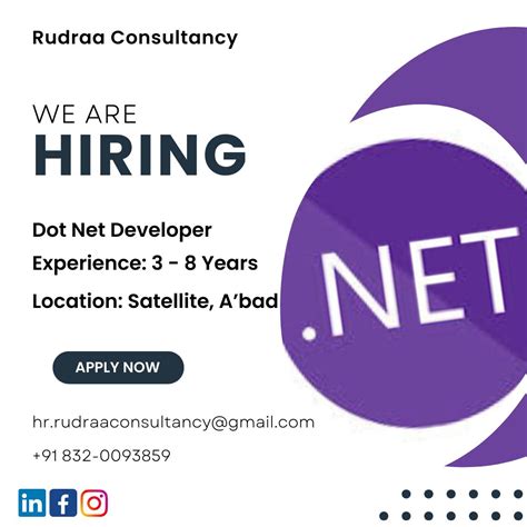 Rudraa Consultancy On Linkedin Hiring Dotnetdeveloper Hiringalert Hiringimmediately Hiringnow