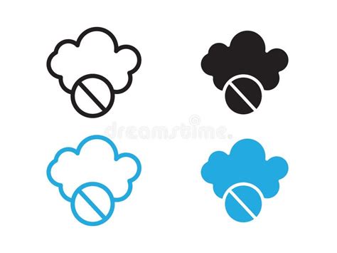 Cloud Sync Disable Icon Black And White Vector Outline Sign Stock Illustration Illustration Of