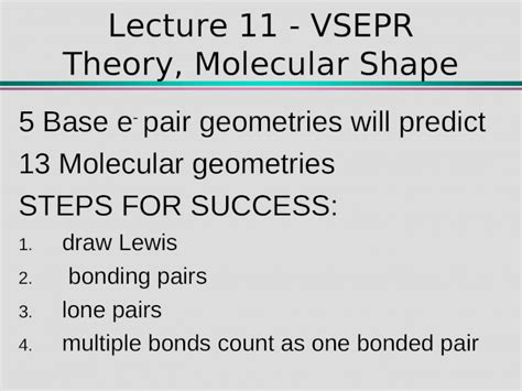 Ppt Lecture 11 Vsepr Theory Molecular Shape Dokumentips