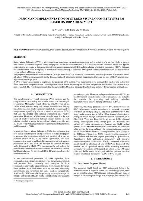 pdf design and implementation of stereo visual odometry system based