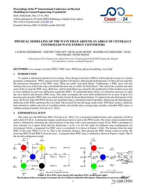 Pdf Physical Modelling Of The Wave Field Around An Array Of Centrally Controlled Wave Energy
