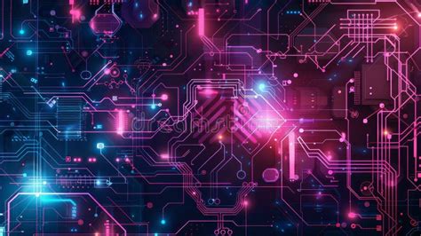 Abstract Digital Circuitry With Glowing Lines And Nodes This Abstract