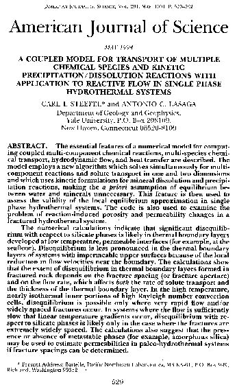 Pdf A Coupled Model For Transport Of Multiple Chemical Species And